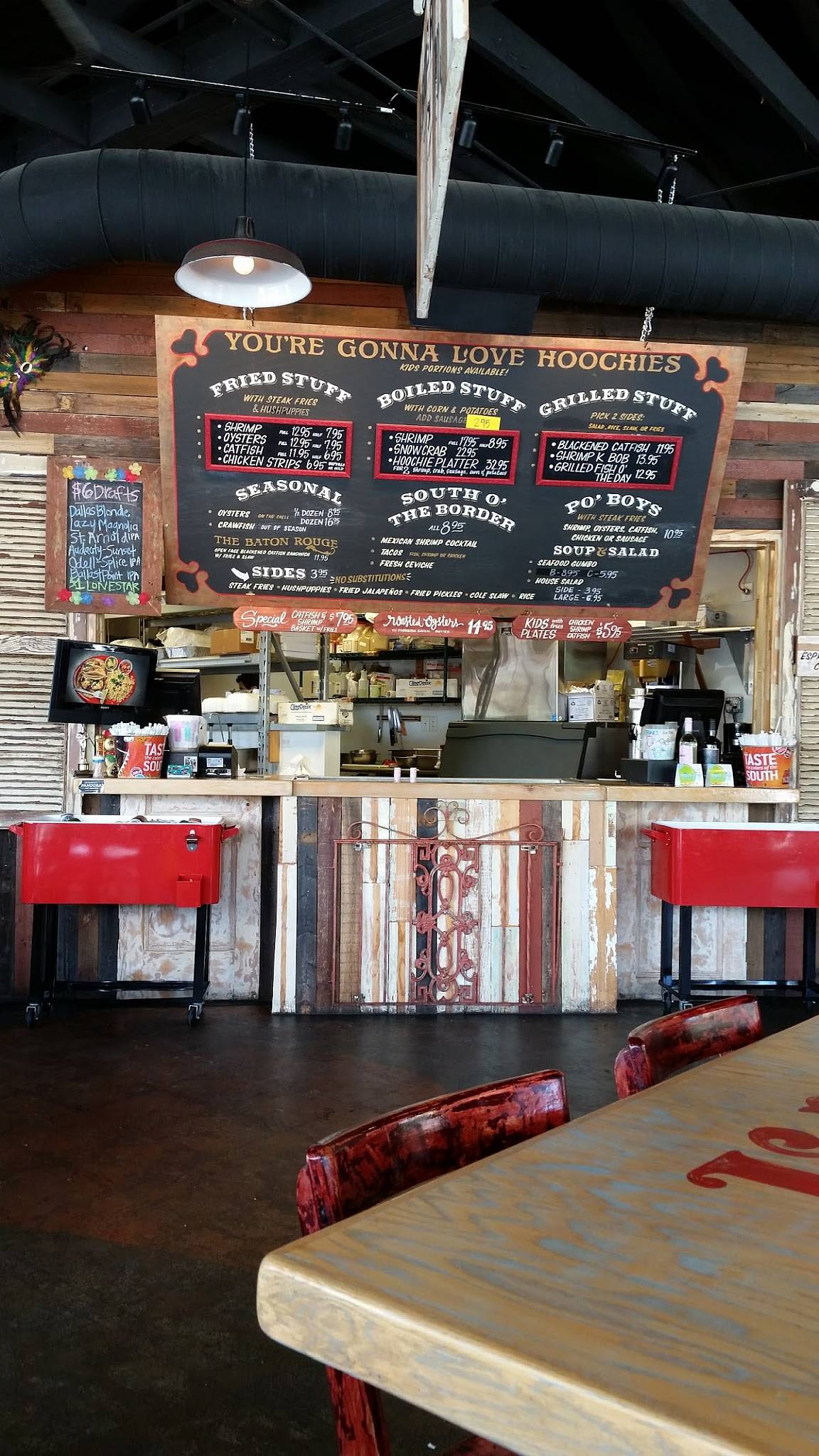 Menu at Hoochies restaurant, Denton, 214 E Hickory St