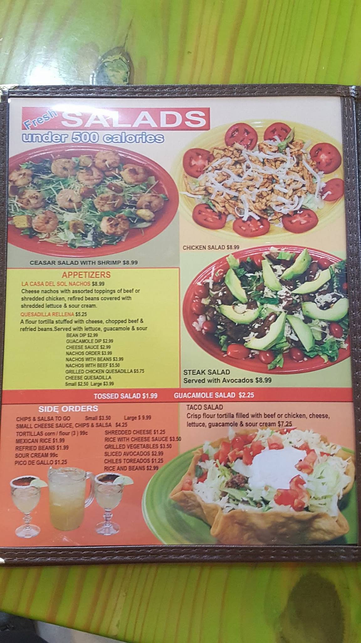 Menu at La Casa Del Sol restaurant, Hoopeston