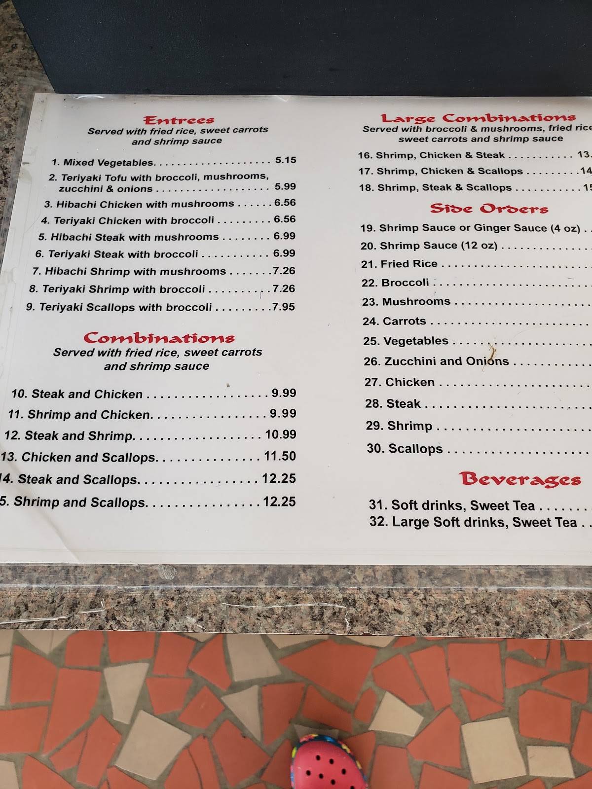 Menu at Hoshi Express Japanese Grill restaurant, Shelby