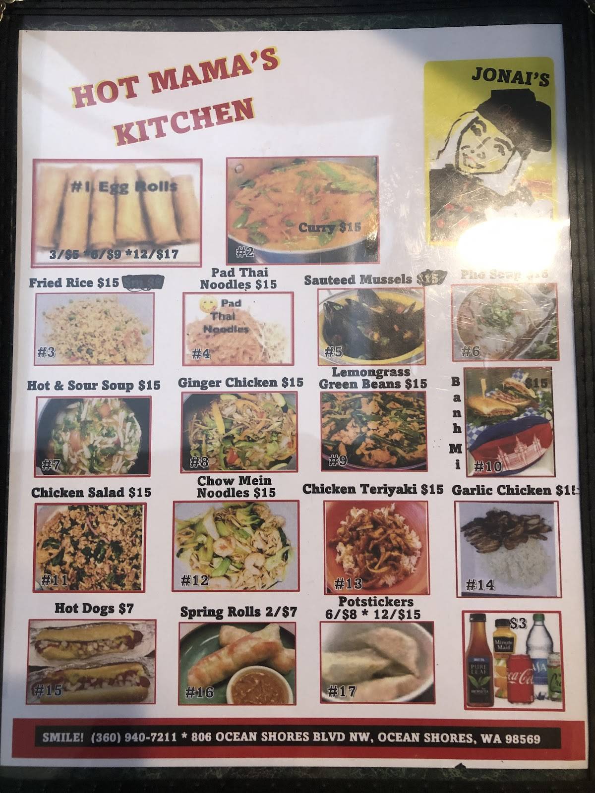 Menu at Hot Mama's Kitchen restaurant, Ocean Shores