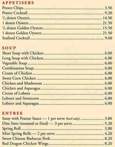 Menu at House of the Red Dragon restaurant, Smithfield, 11 George ...