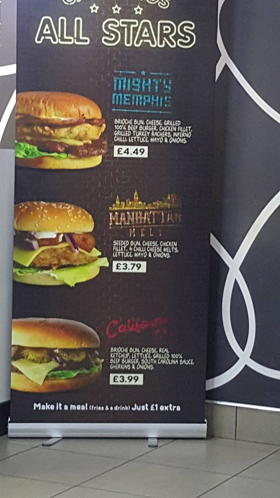 Menu at Chickano's Huddersfield restaurant, Huddersfield, Union St
