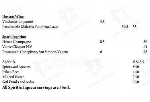 Menu at Il Portico restaurant, London
