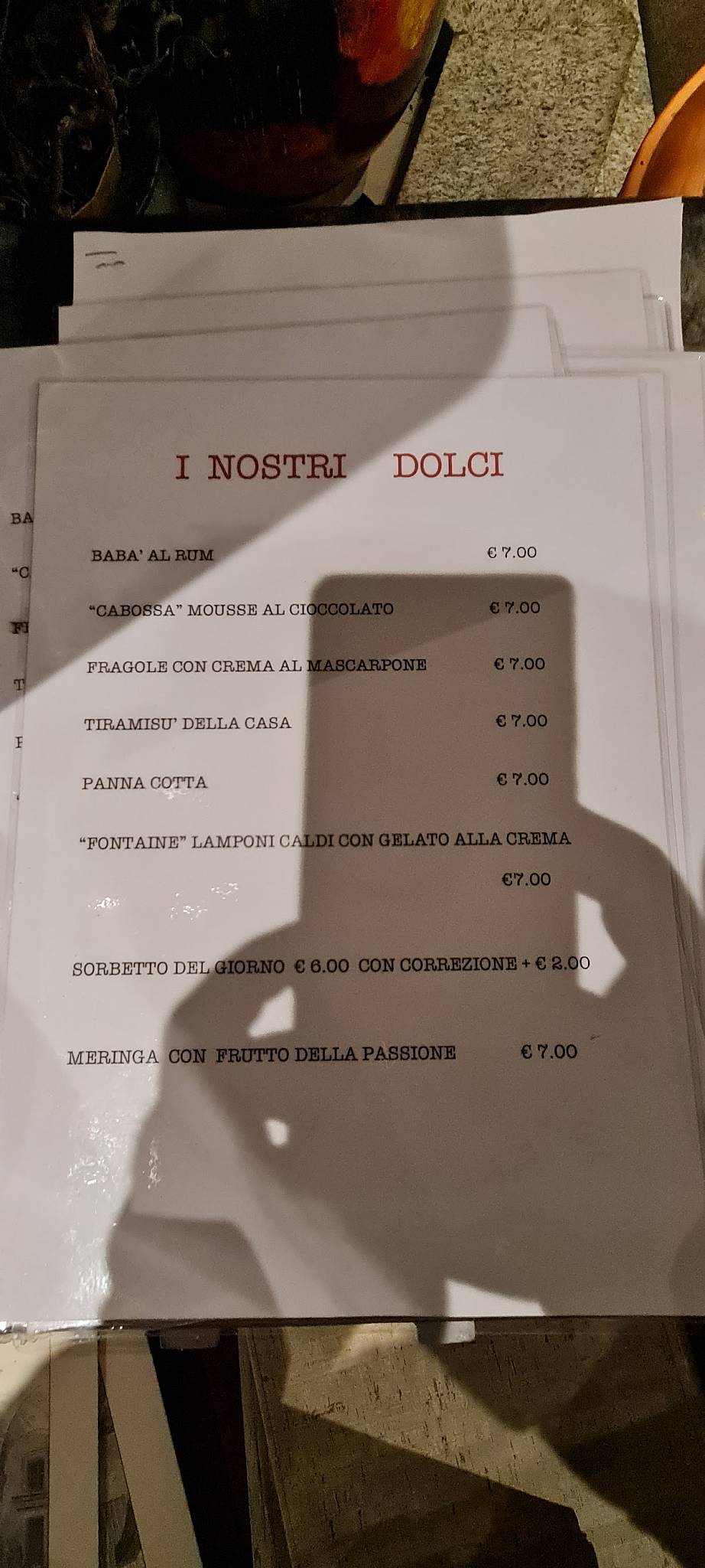 Menu da Il Ritrovo ristorante, Porlezza