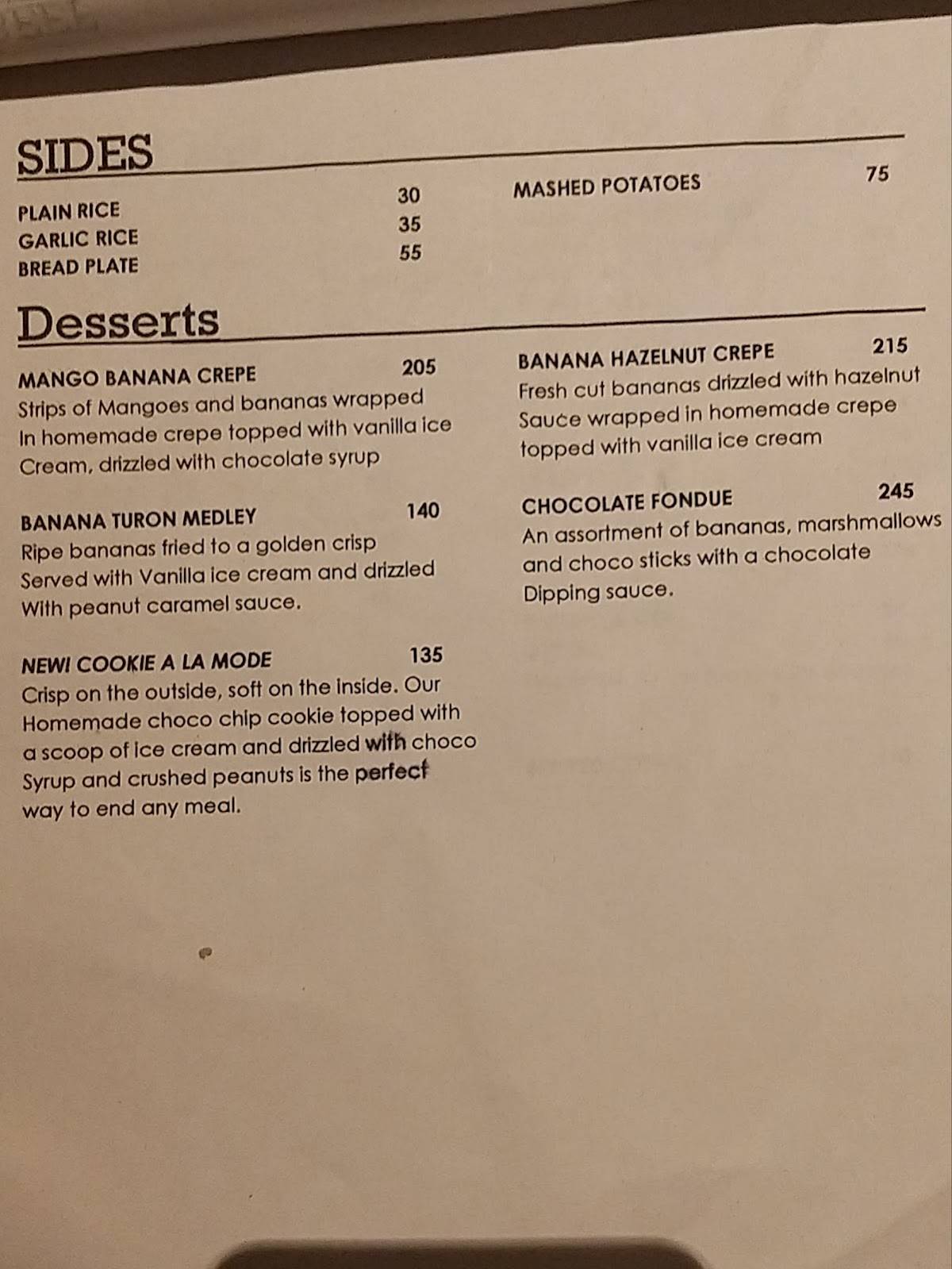 Carta de The Mango Tree Restaurant, Iloílo, Brgy