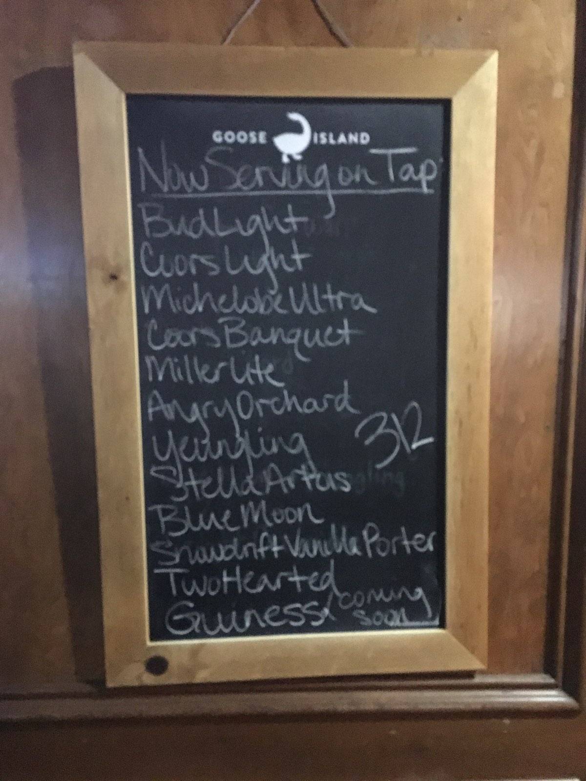 Menu at Mucky Duck Pub, Indianapolis