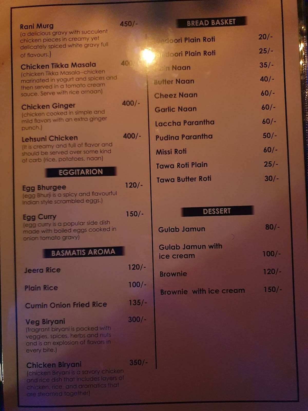 Menu at Indigo Restaurant, Jodhpur
