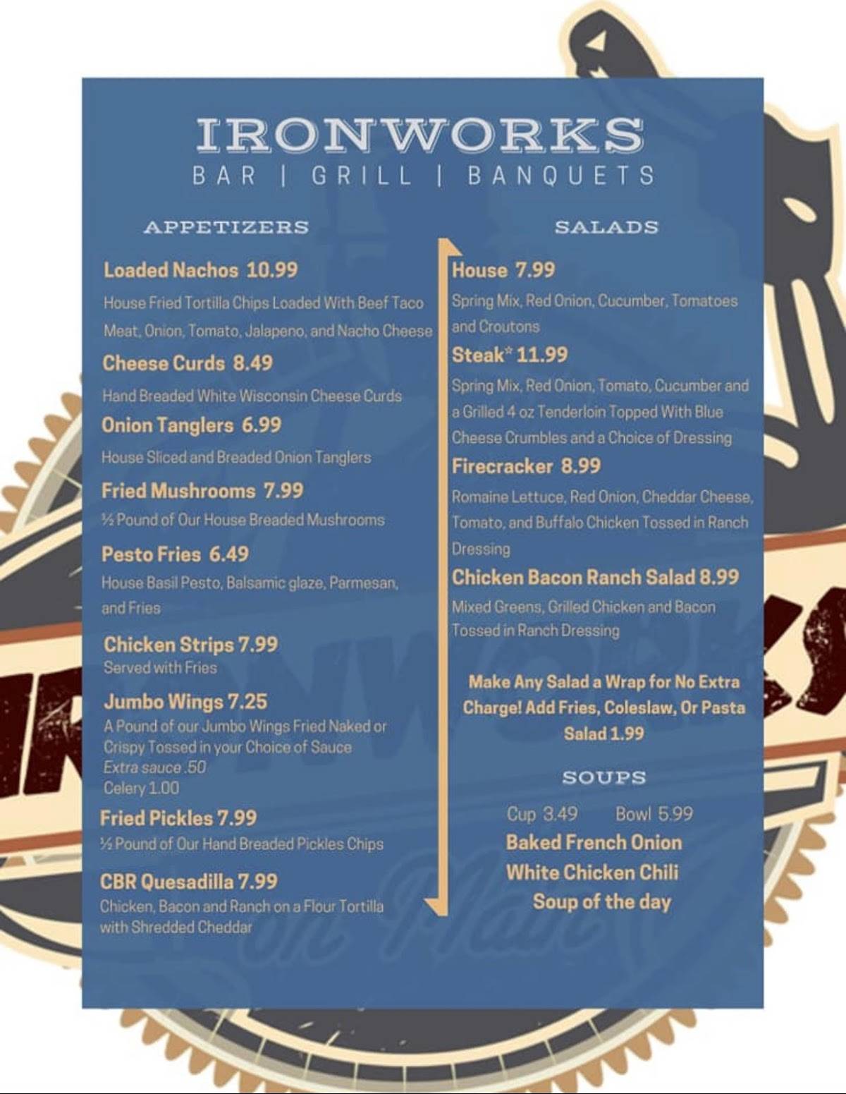 Menu at Ironworks on Main pub & bar, Marinette