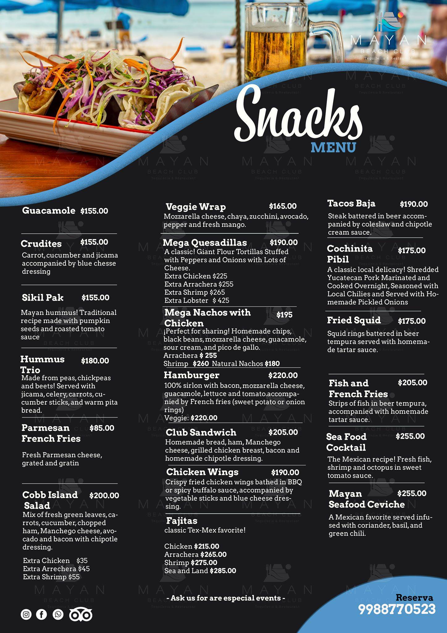 Menu at Mayan Beach Club Restaurant & Tequileria, Isla Mujeres