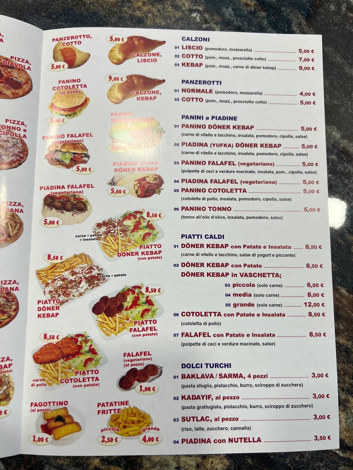 Speisekarte von İstanbul Turkish Kebab&Pizza, Mailand