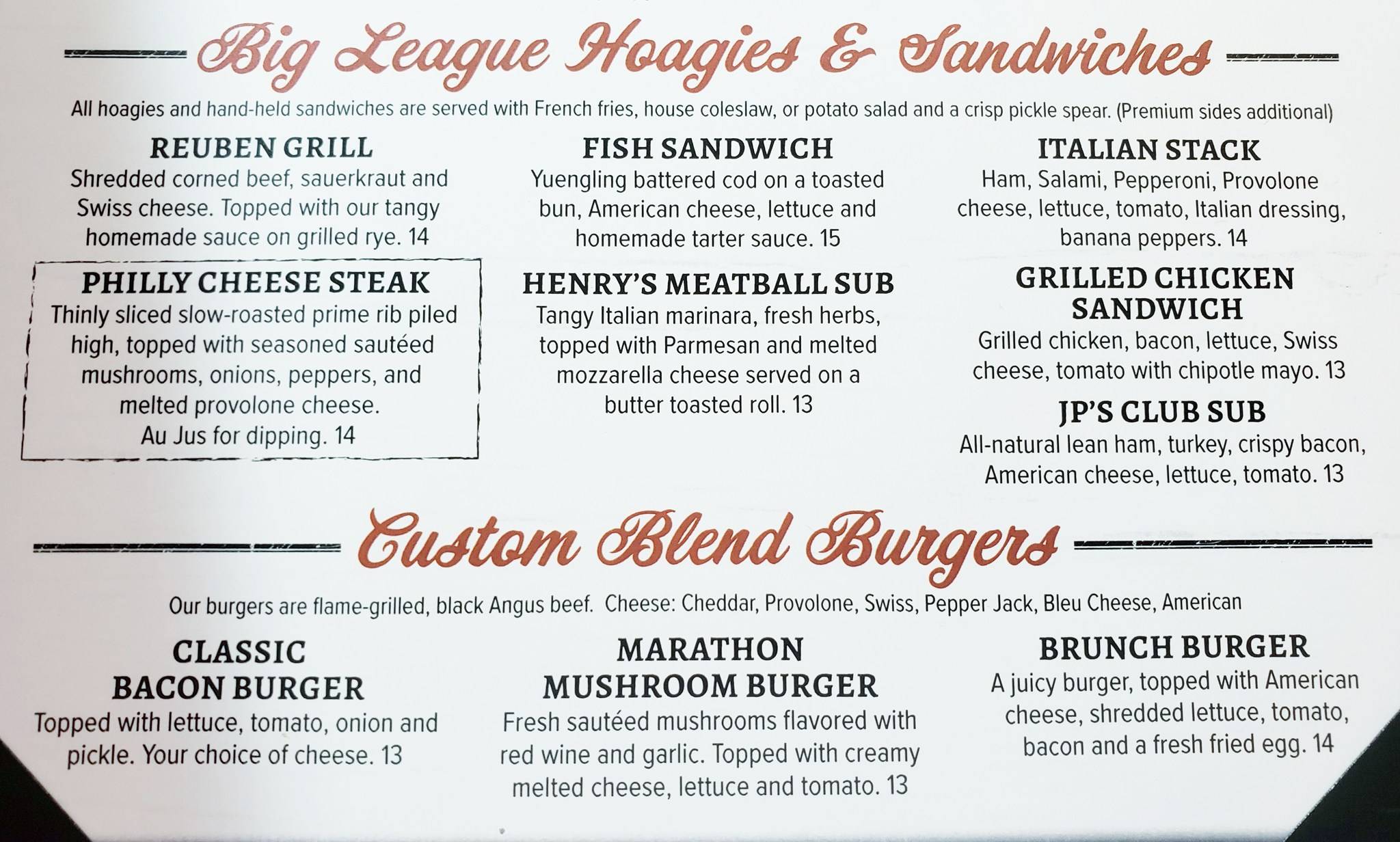 Menu at J.P. Henry's Restaurant, Parkersburg