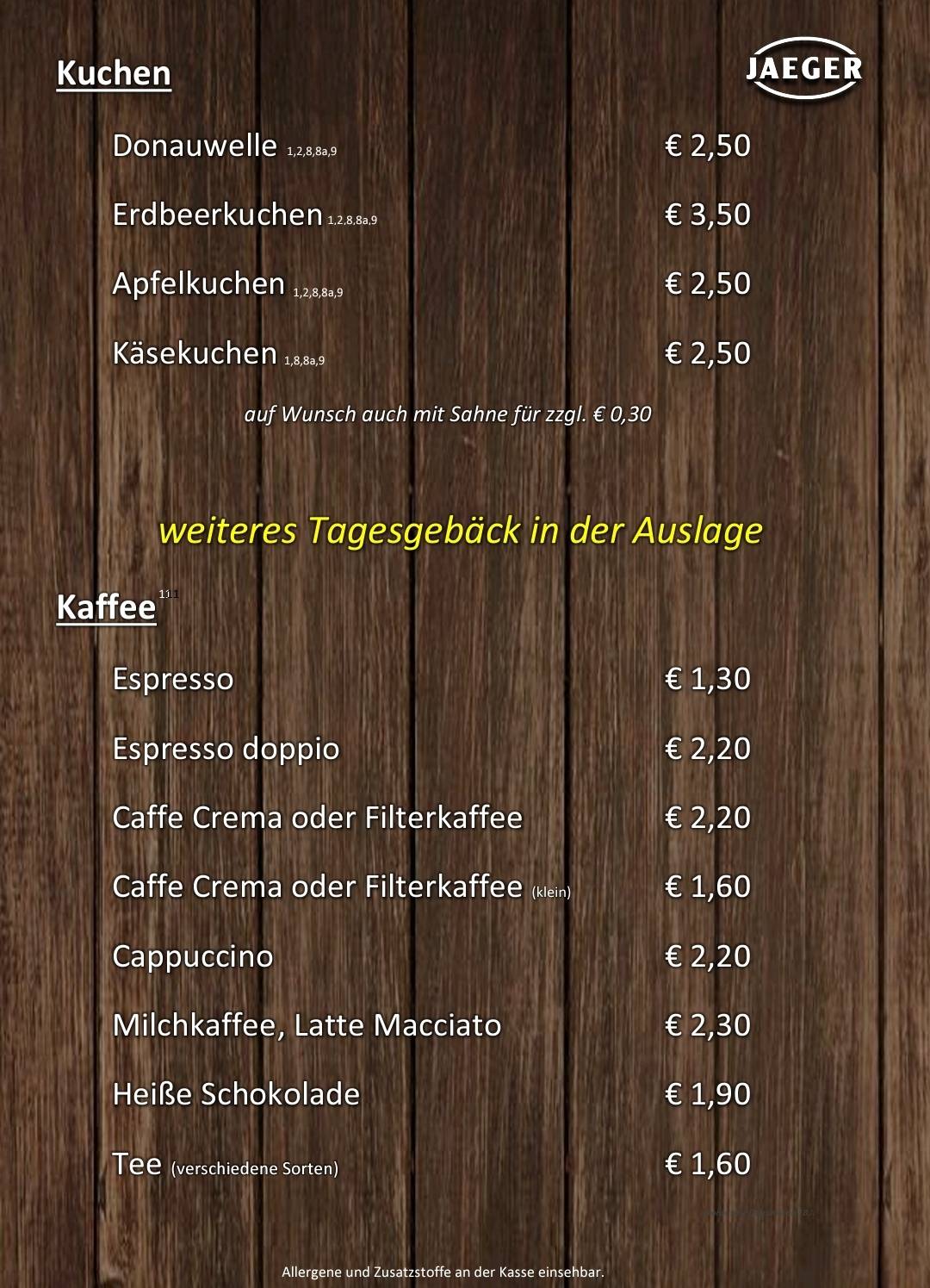 Speisekarte von Tankstelle JAEGER (Nord) restaurant, Lastrup