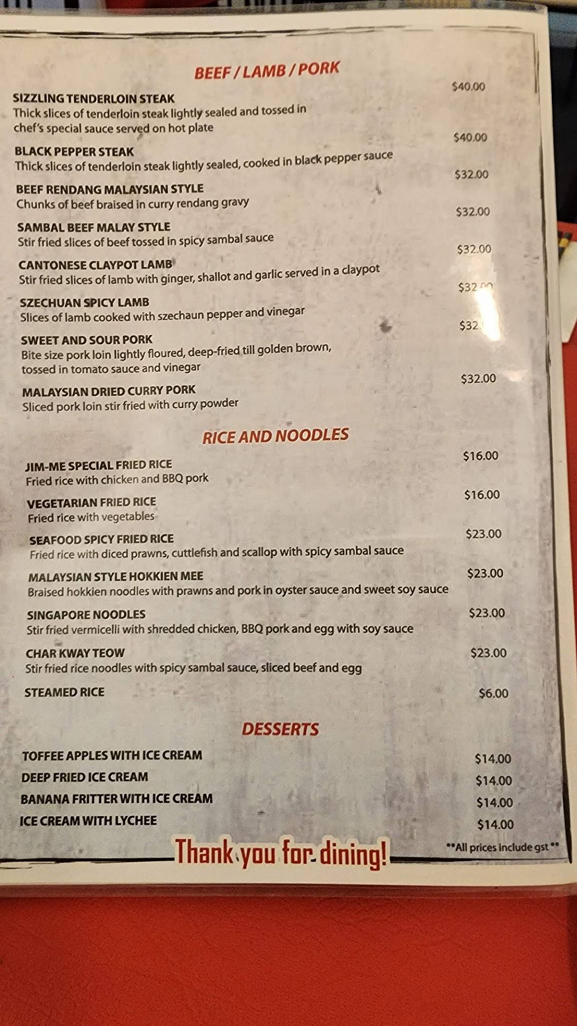 Menu at Jim-Me Kitchen Mackay restaurant, Mackay