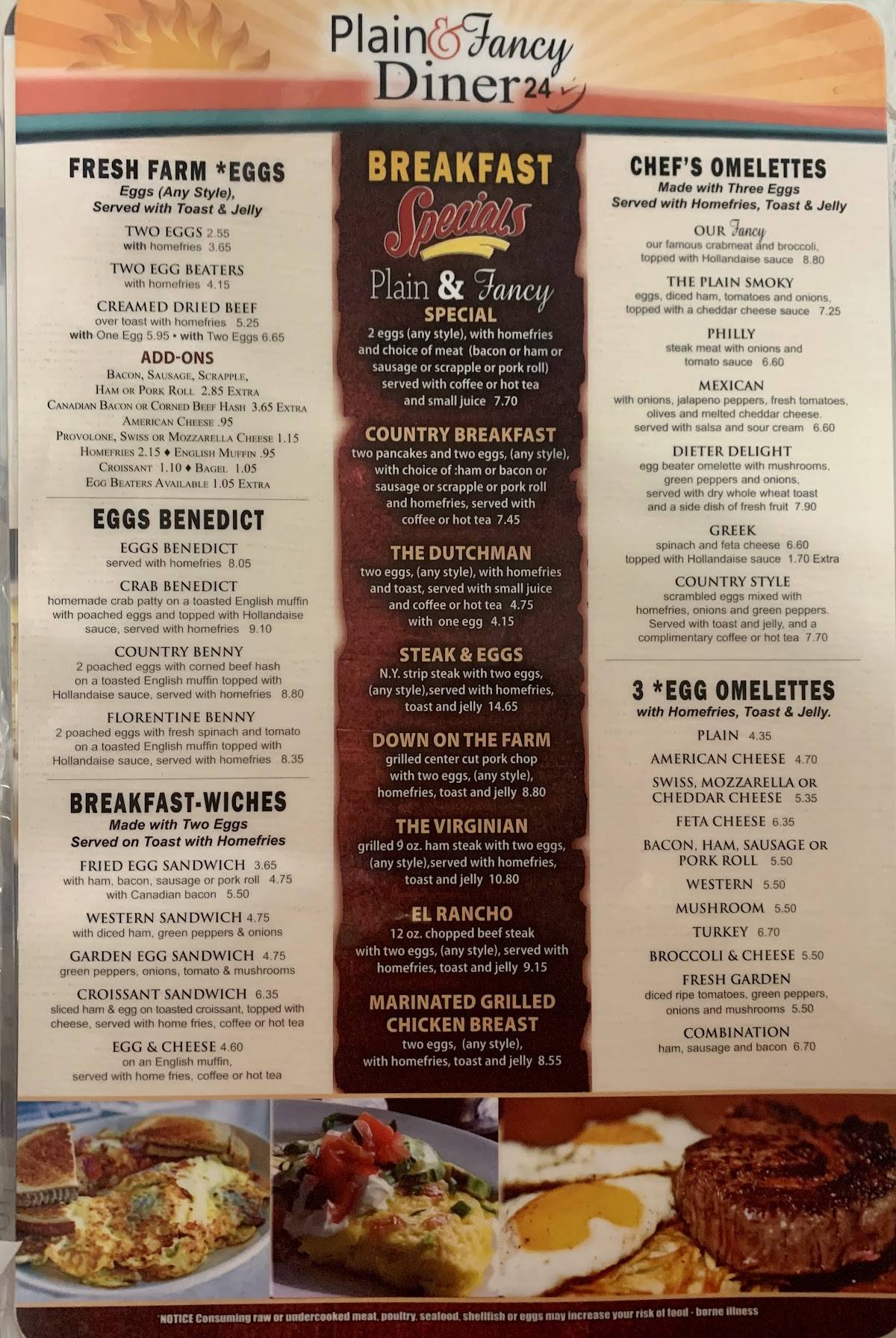 Menu at John's Plain & Fancy Diner restaurant, Quakertown