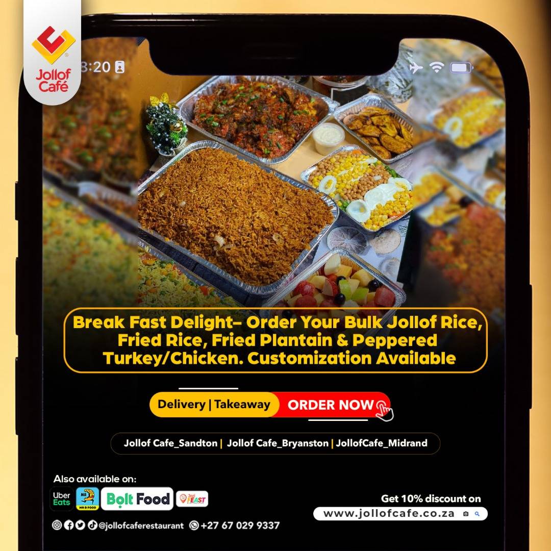 Menu au Jollof Cafe, Northriding, Randburg