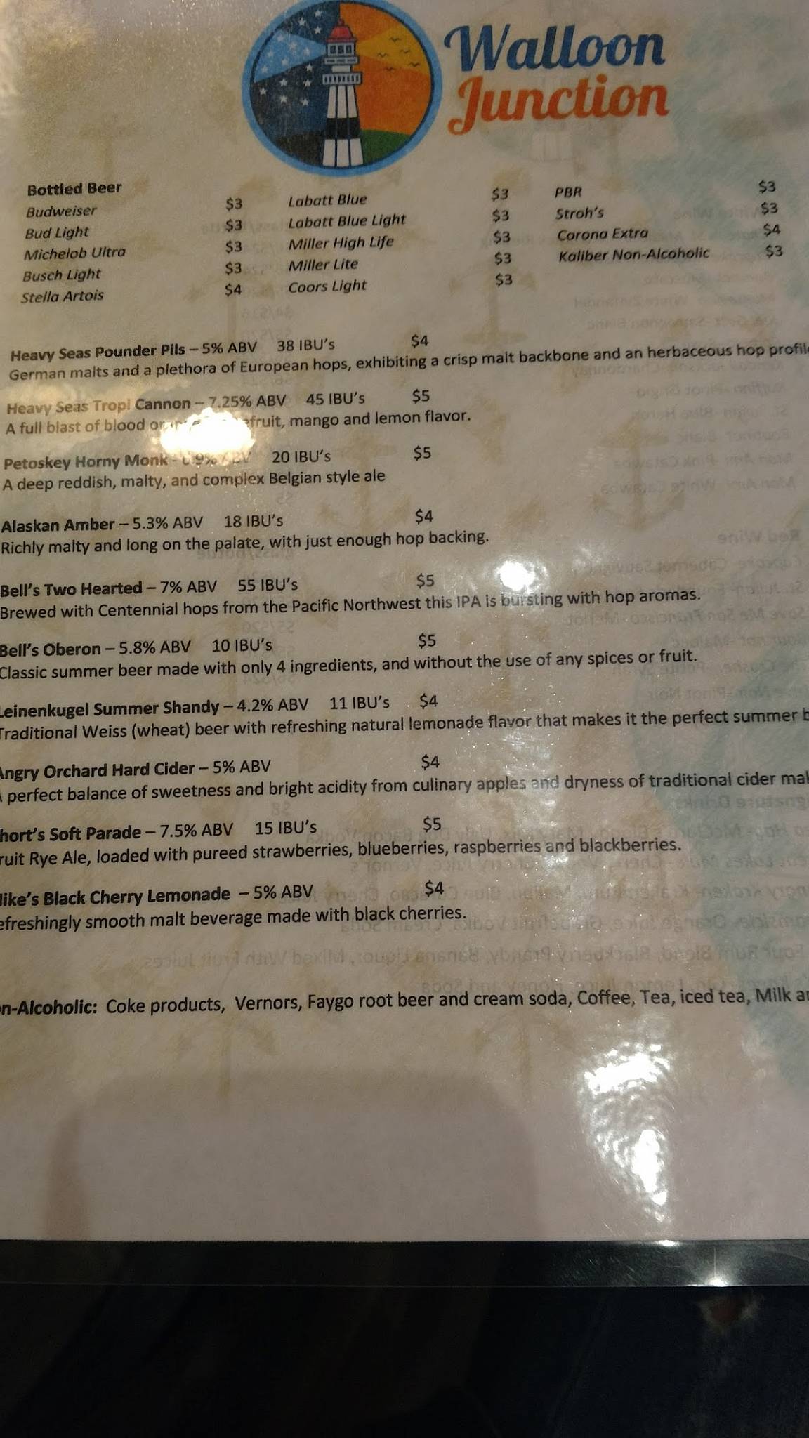Menu at Junction Bar & Grill and Event Center, Walloon Lake