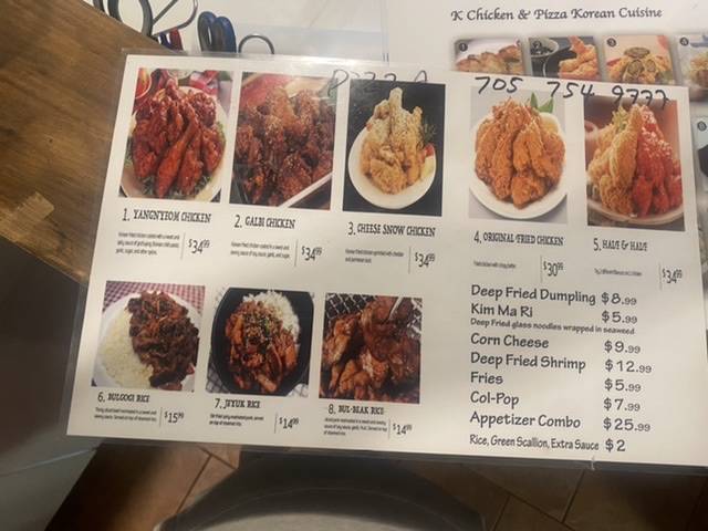 Menu at K Pub Chicken, West Guilford