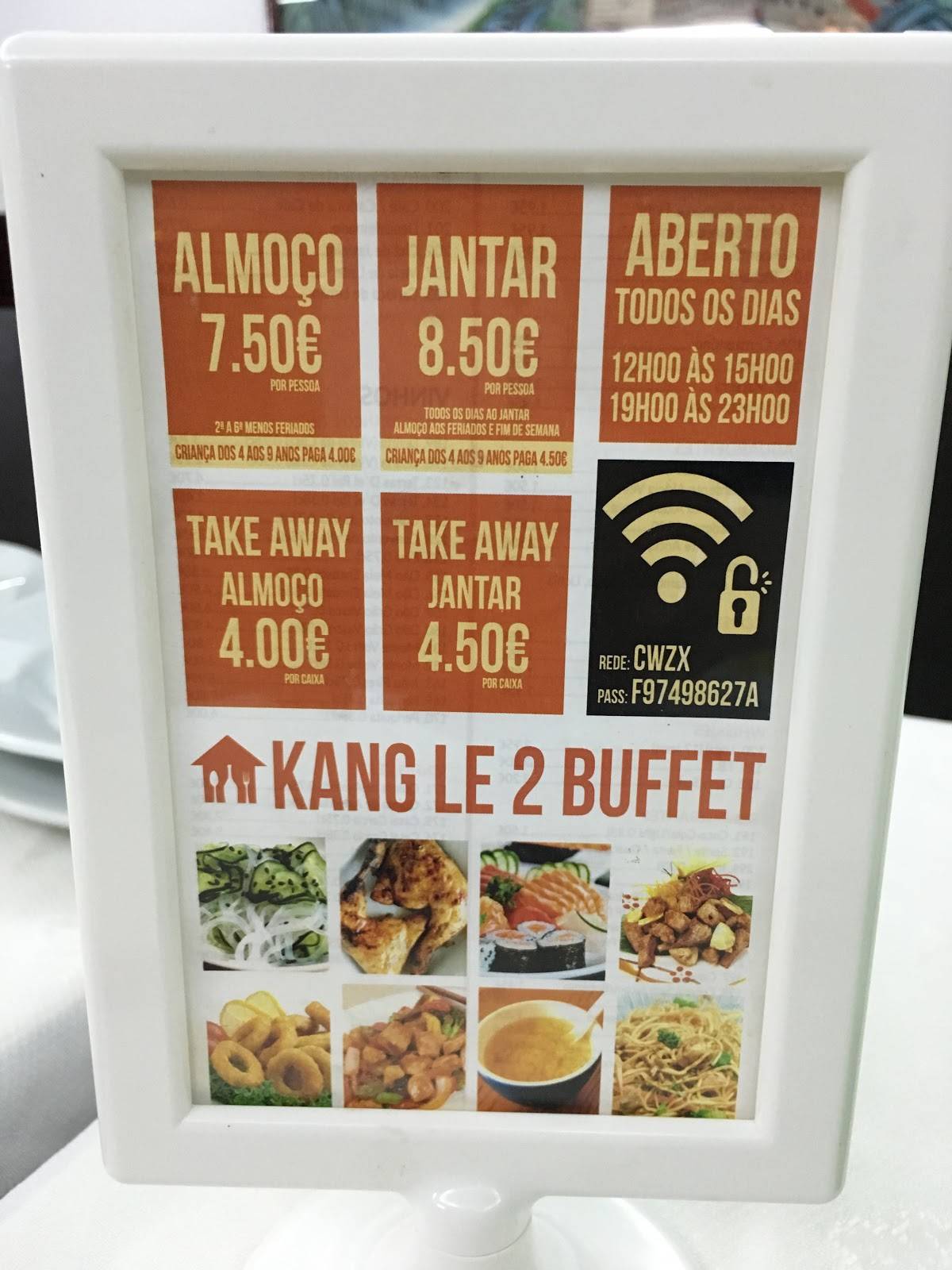 Menu at Kang Le restaurant, Coimbra