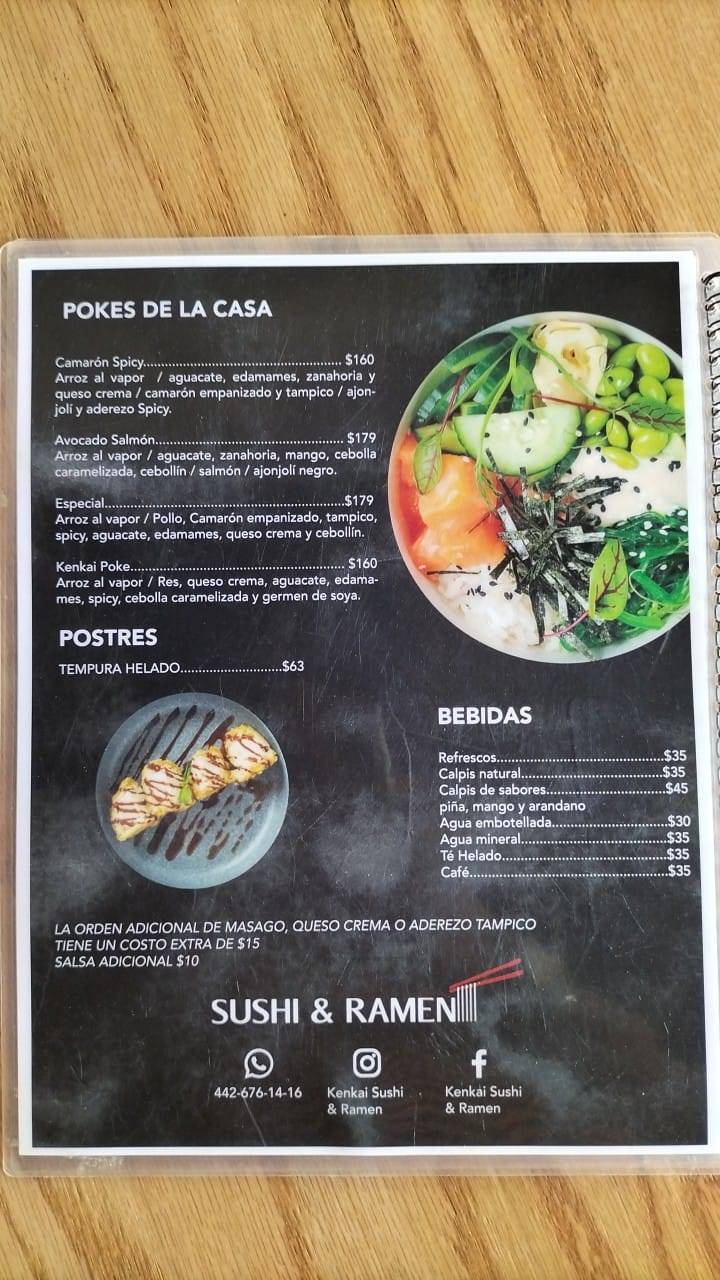 Carta del restaurante Kenkai Sushi & Ramen, Santiago del Querétaro