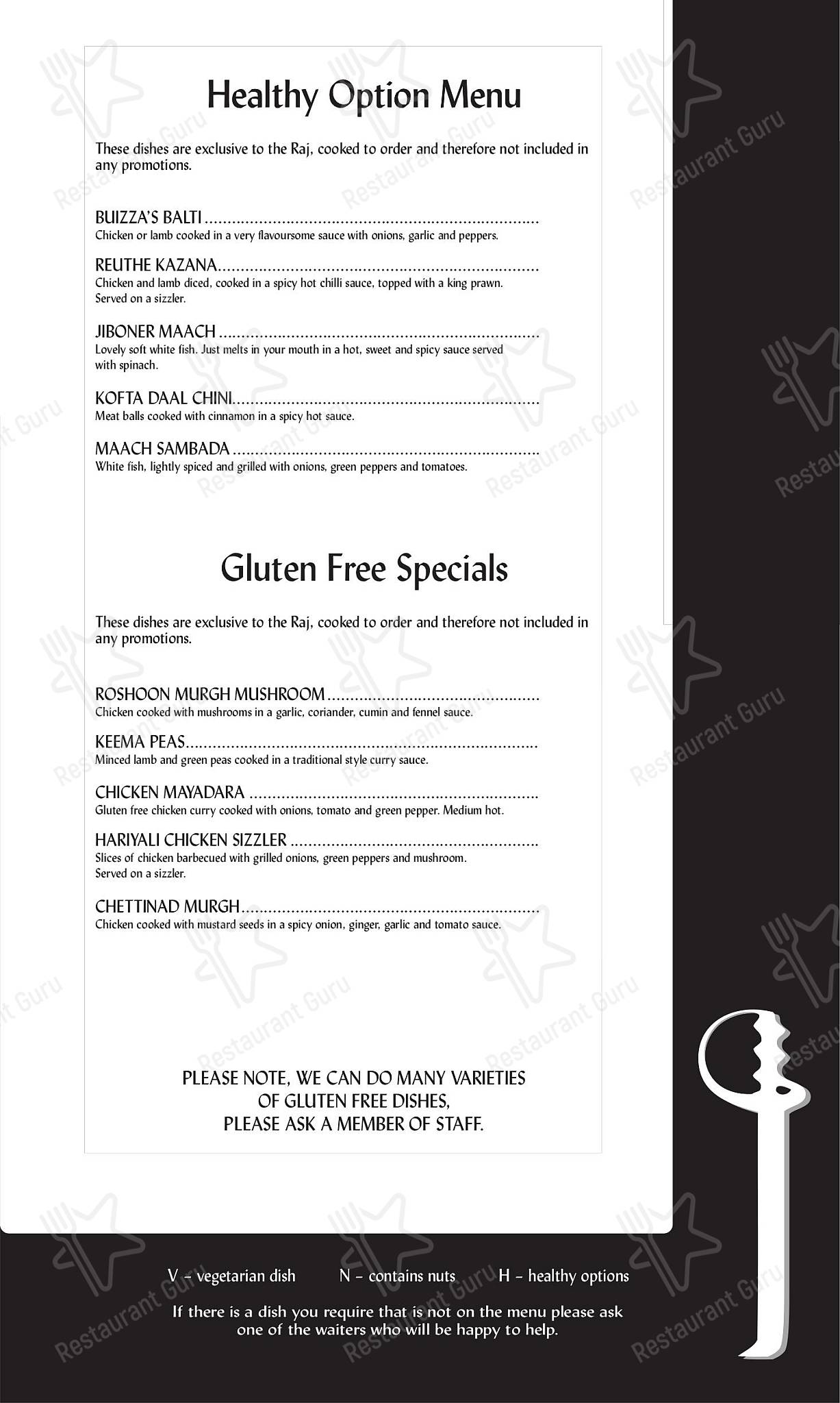 Menu at The Raj Restaurant, Kettering