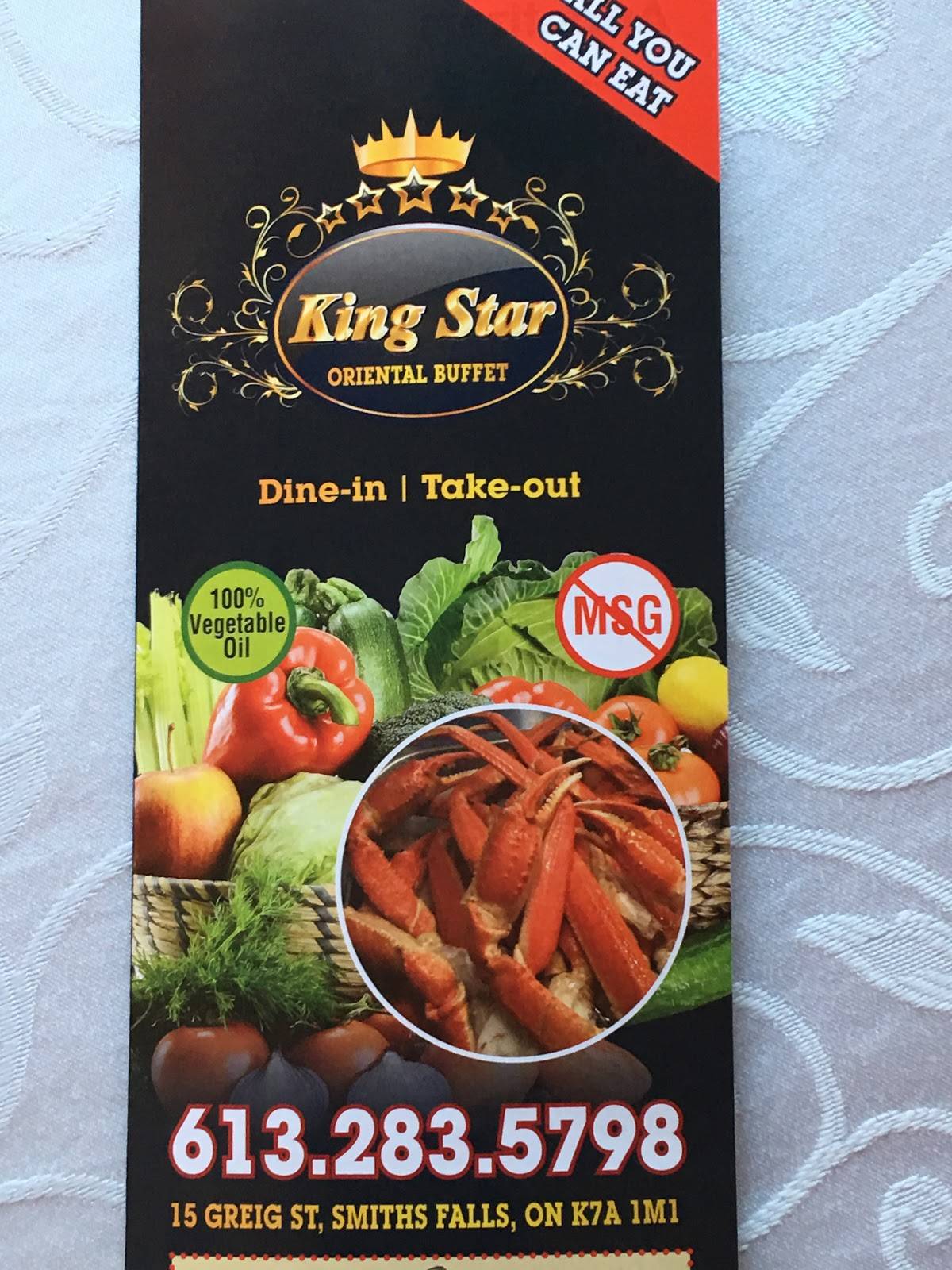 Menu at King Star Oriental Buffet restaurant, Smiths Falls