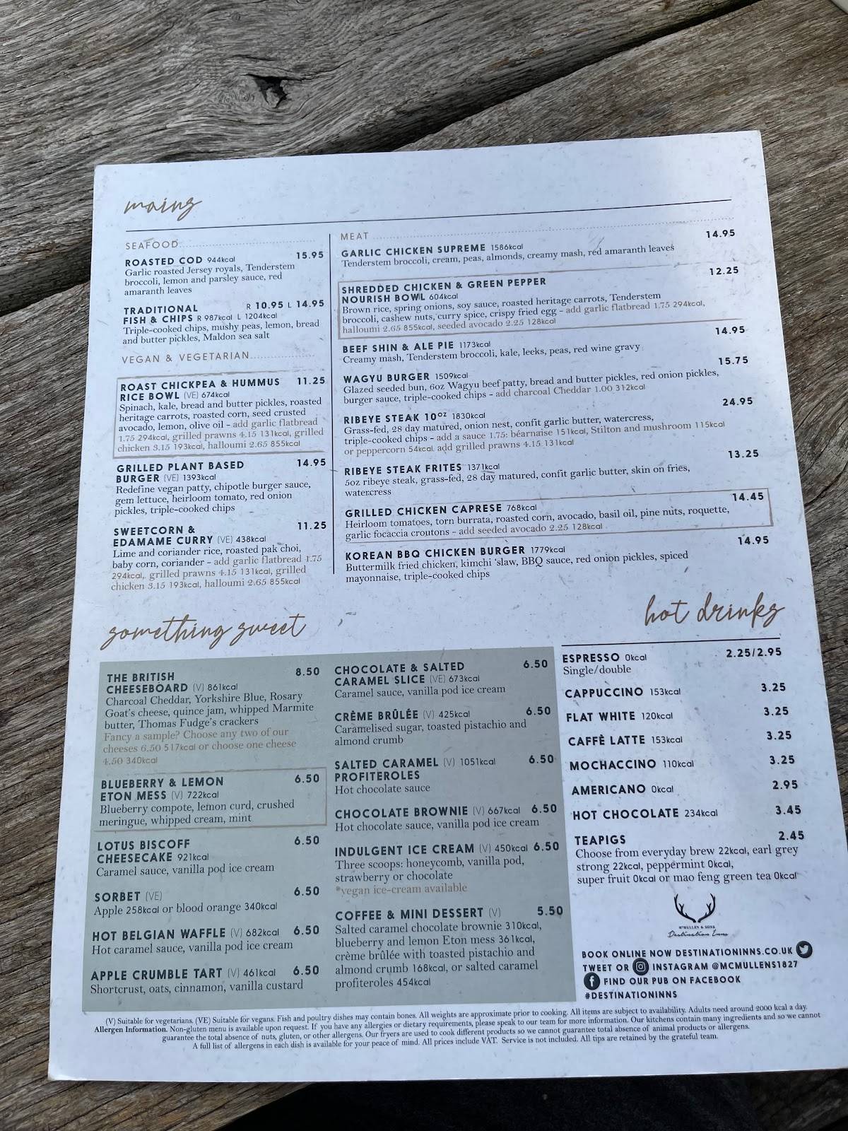 Menu at Kingfisher on the Quay pub & bar, Camberley