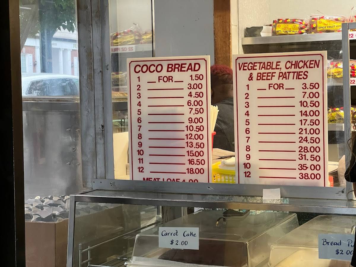 Menu at Kingston Tropical Bakery, Mount Vernon