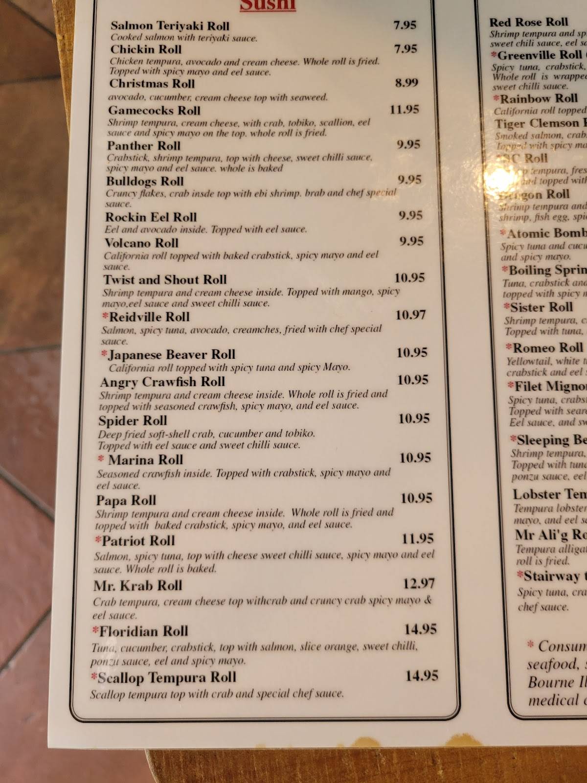 Menu at Konnichiwa of fort mill,sc restaurant, Fort Mill