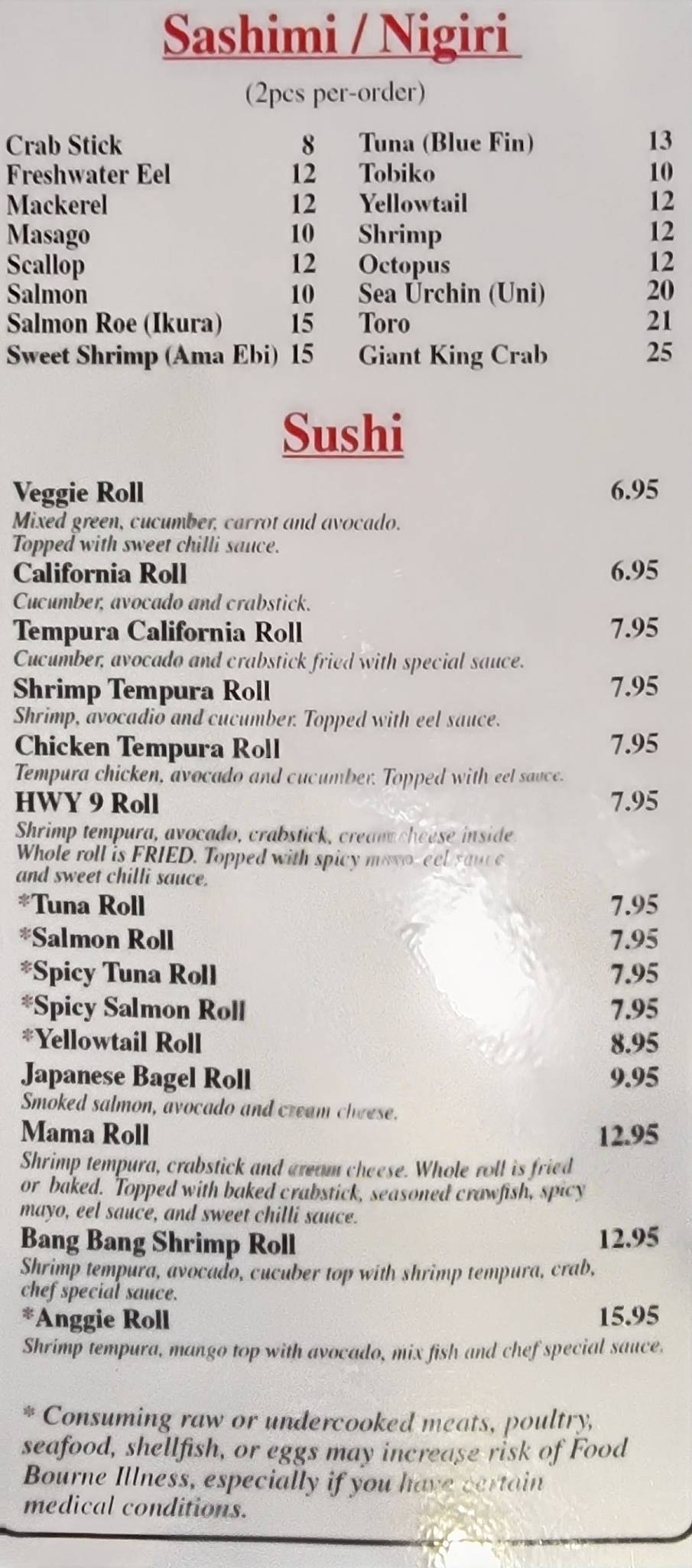 Menu at Konnichiwa of fort mill,sc restaurant, Fort Mill