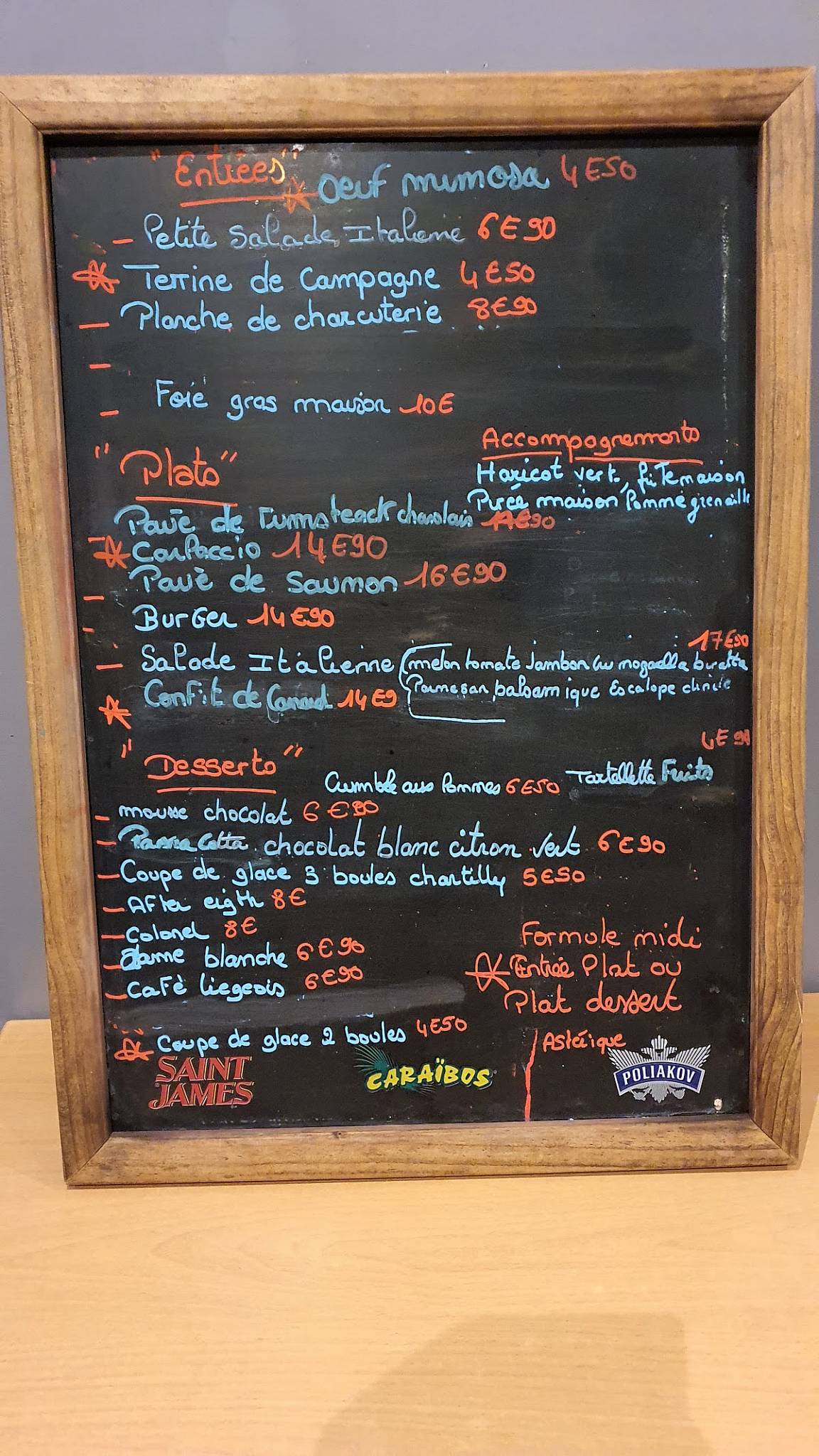 Menu au L'Authentique restaurant, Vaires-sur-Marne