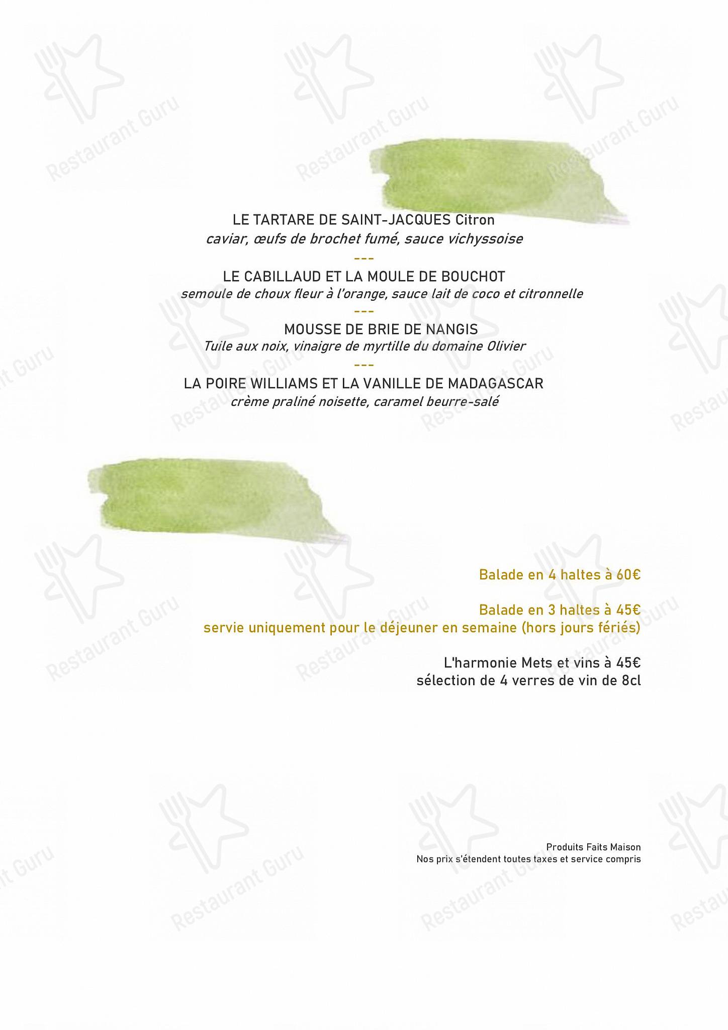 Menu au L'Axel Restaurant, Fontainebleau, 43 Rue de France