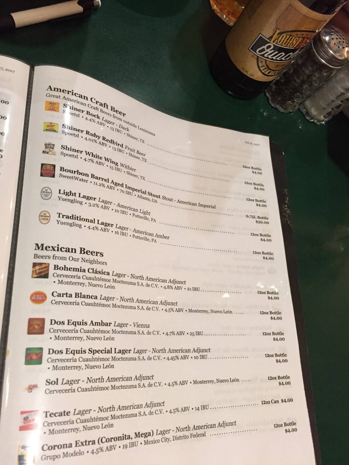 Menu at La Casa Del Sol - Thibodaux restaurant, Thibodaux