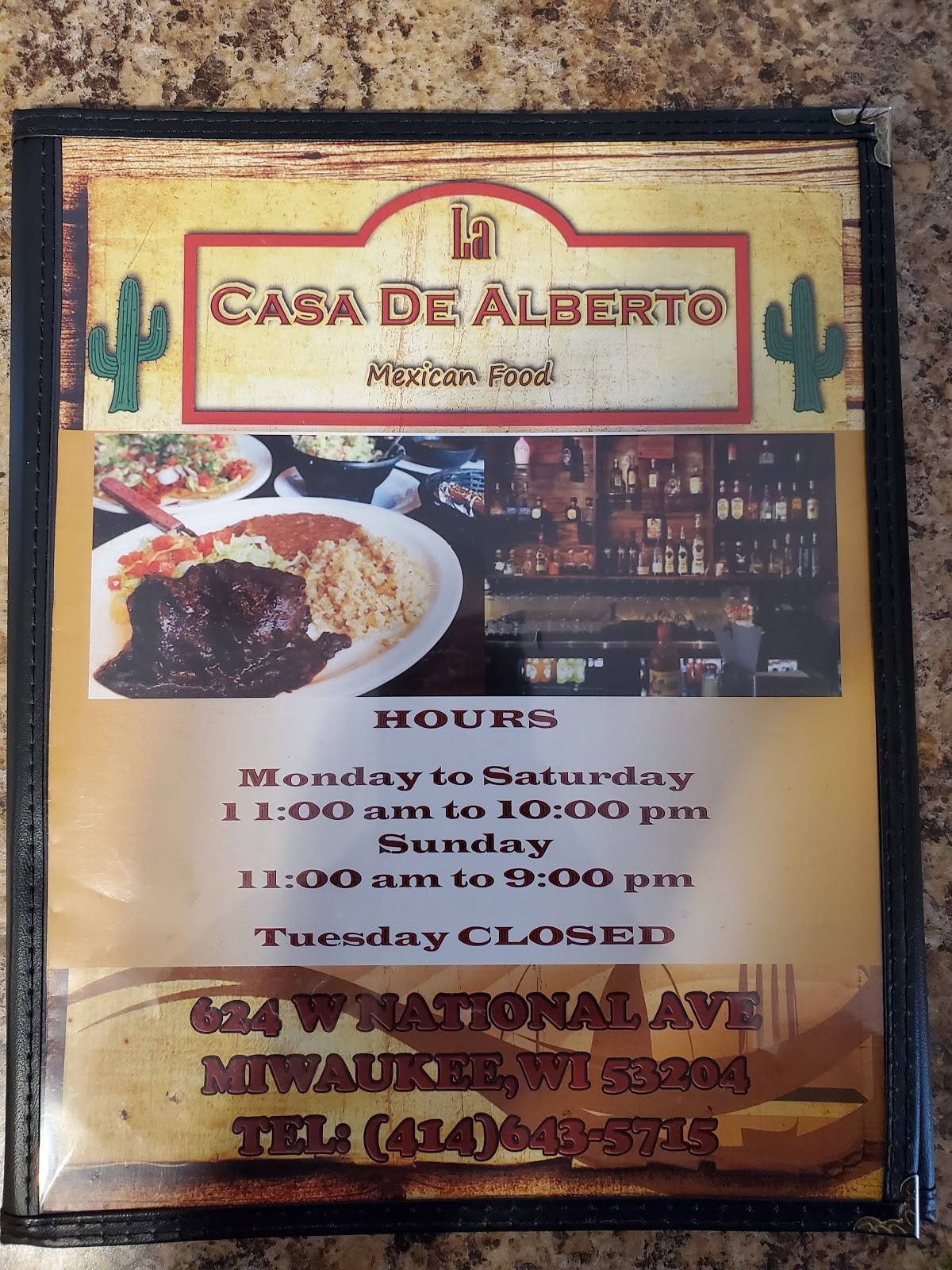 Menu at La Casa de Alberto pub & bar, Milwaukee