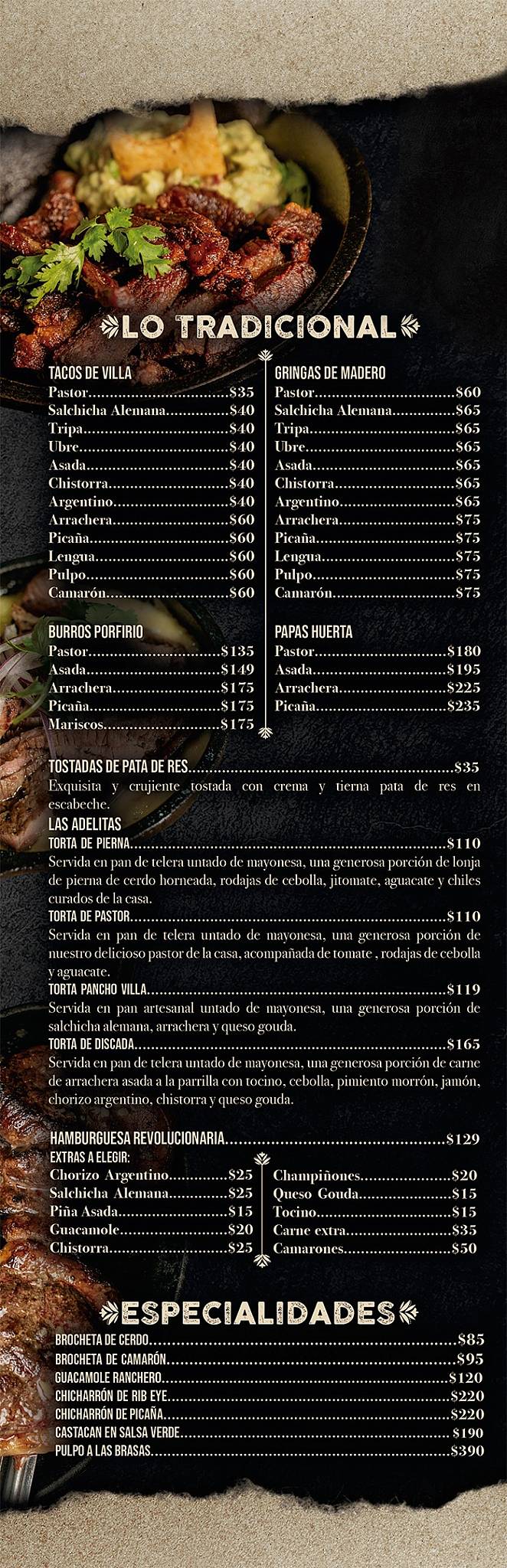 Carta del restaurante La Casa del Filemón, Villahermosa