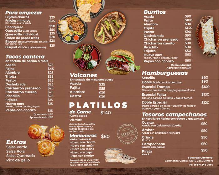 Carta del restaurante La Mina Taqueria, Nuevo Laredo
