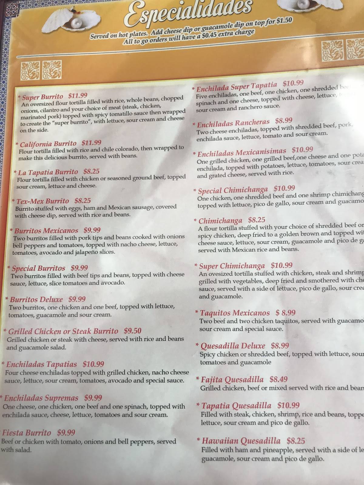 Menu at La Perla Tapatia restaurant, Collierville, W Poplar Ave #0619