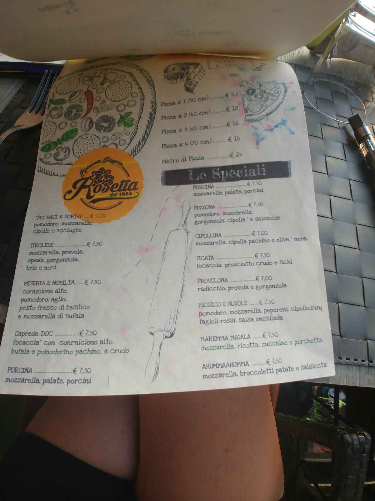Menu da La Rosetta pizzeria, Alatri