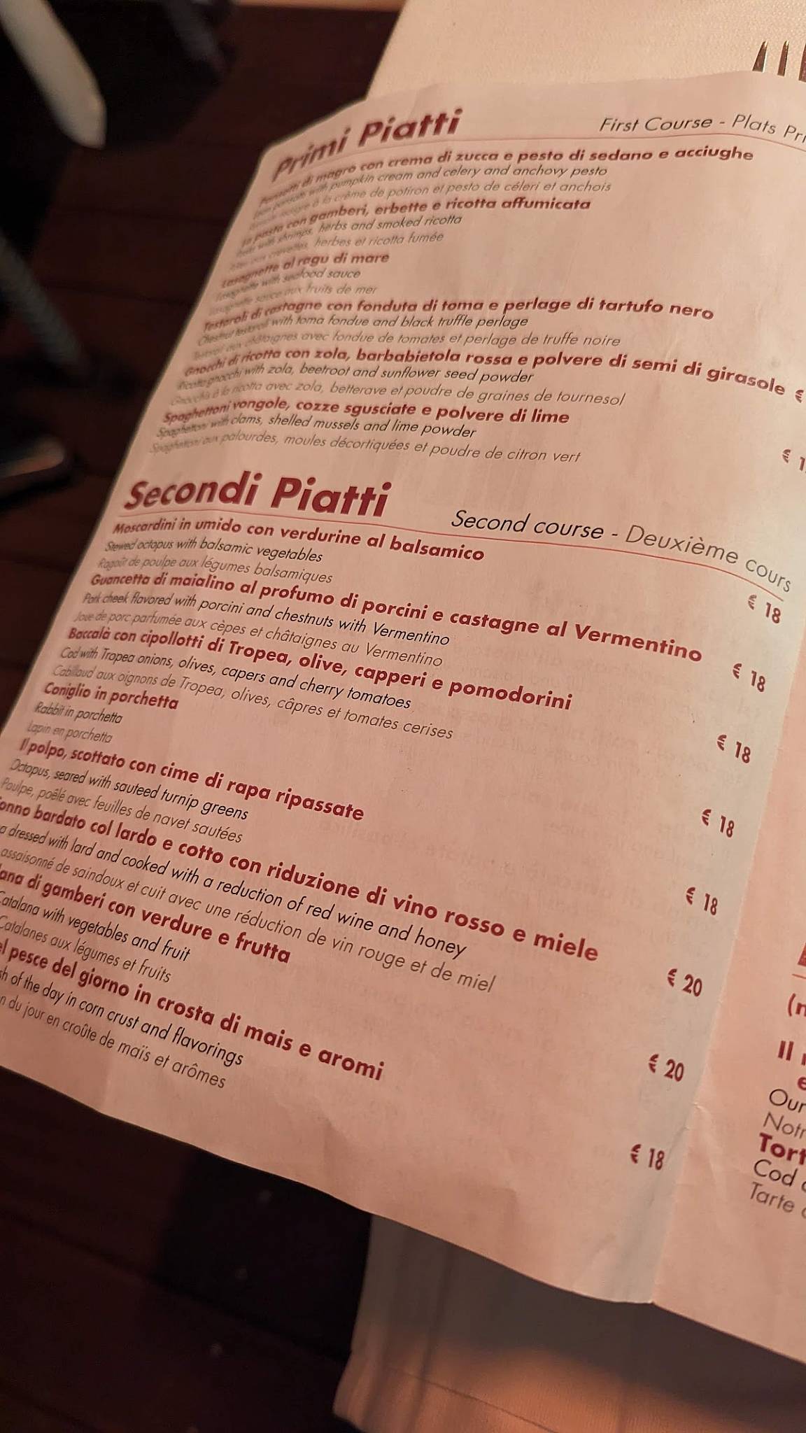 Menu da Il ristorantino di BAYON, La Spezia