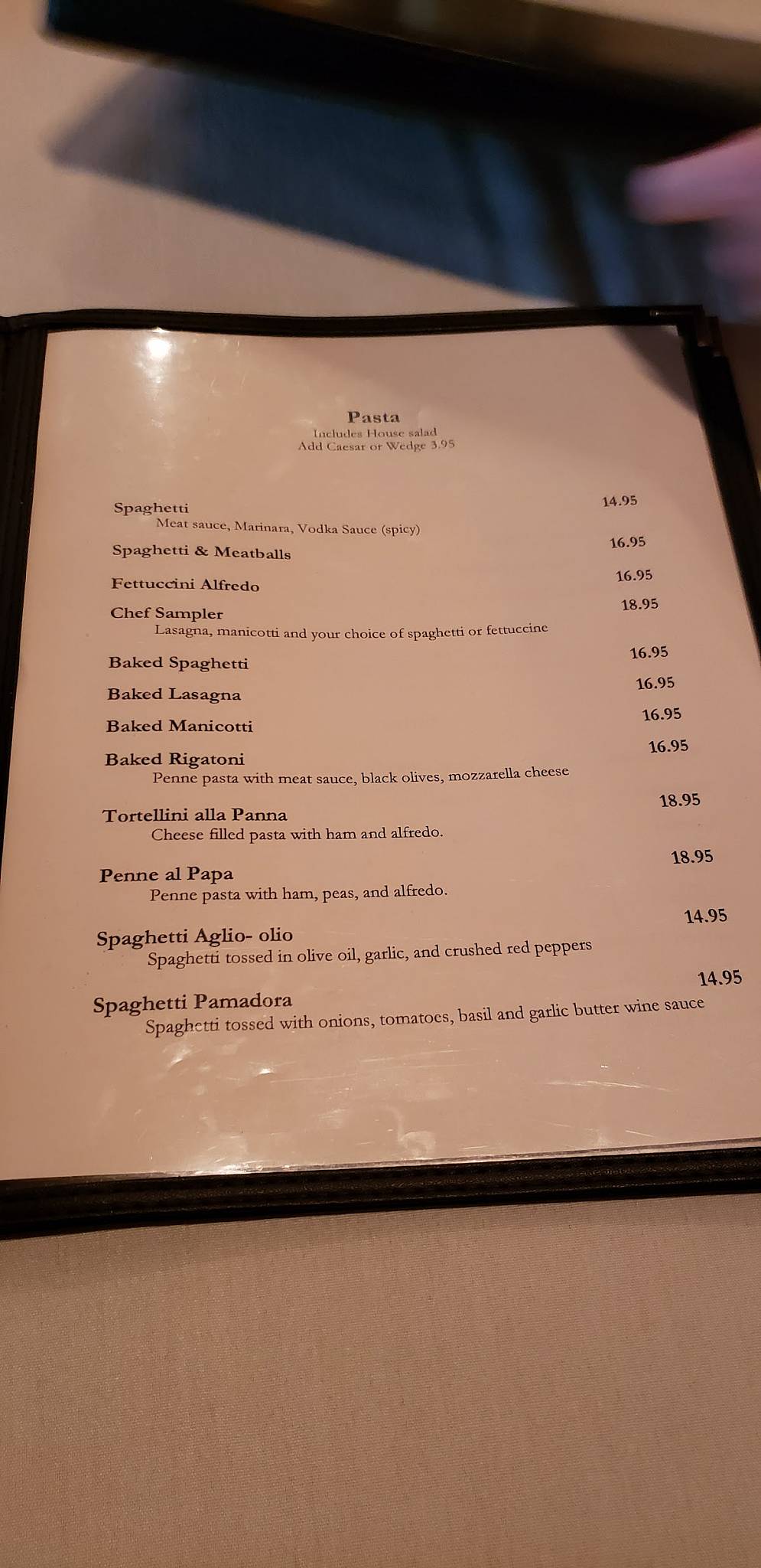 Menu at La Trattoria Italian Restaurant, Greenwood