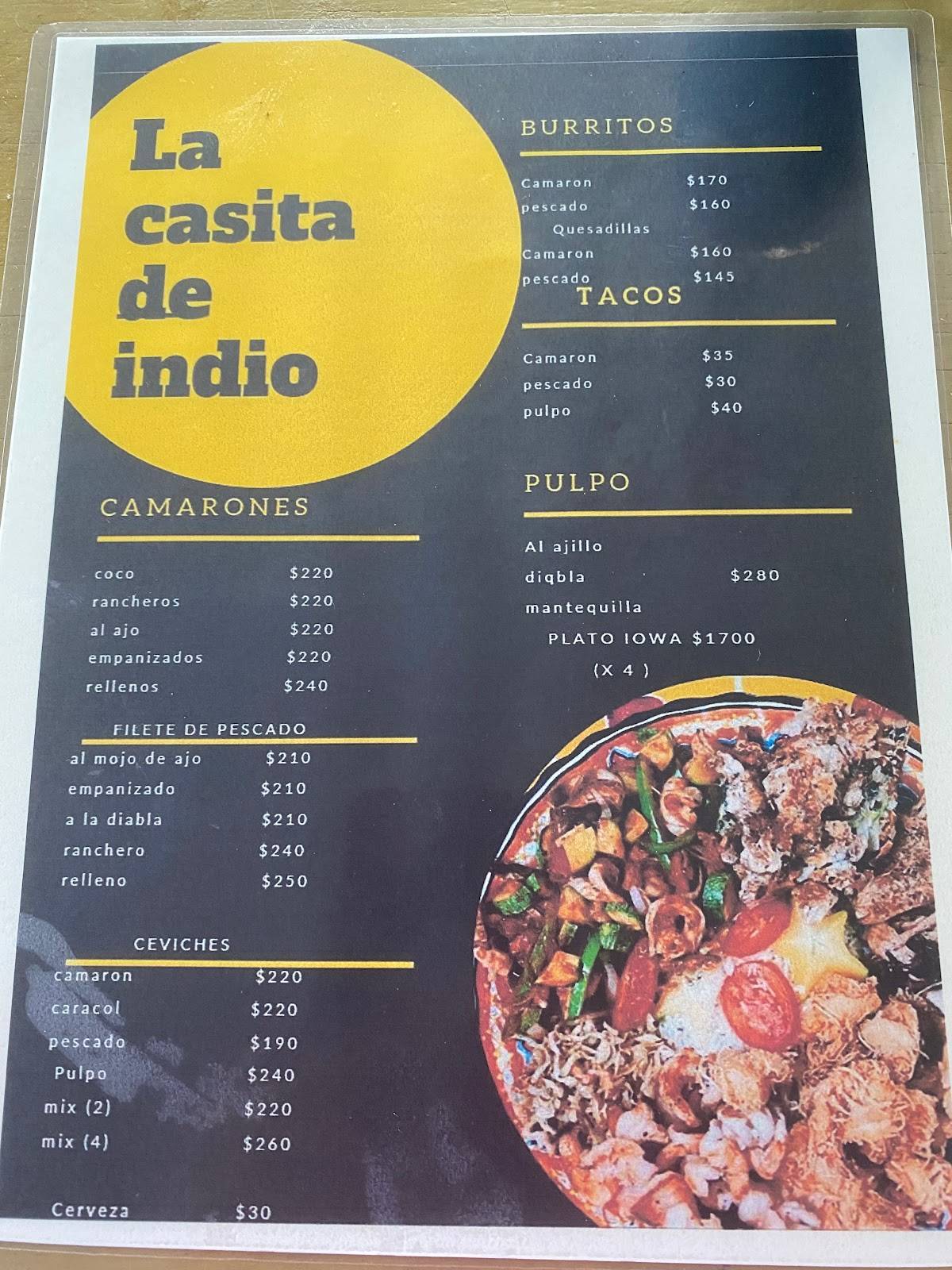 Menu at La casita de Indio 333 restaurant, San Miguel de Cozumel, C. 5 ...