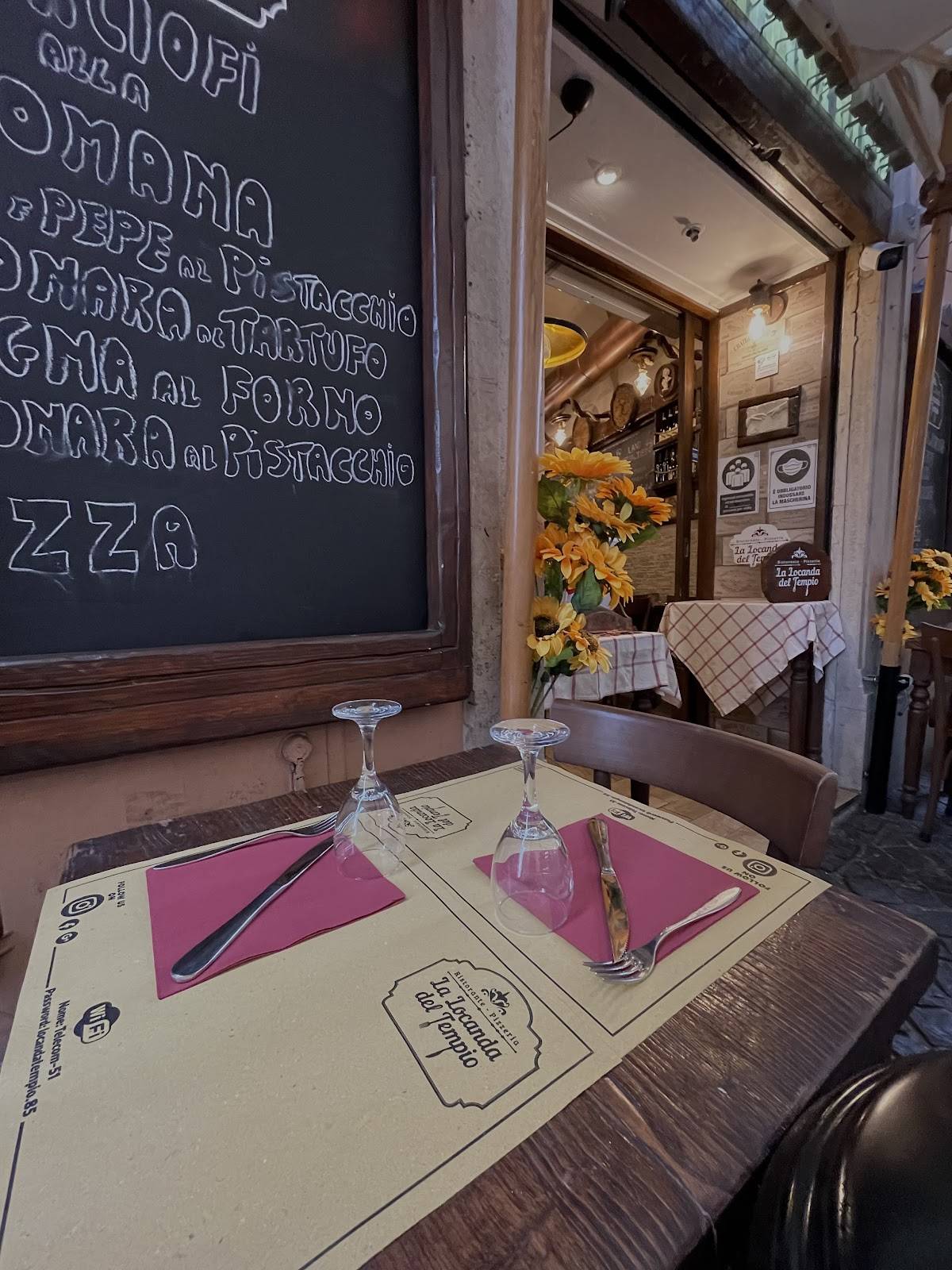 Menu at La locanda del tempio restaurant, Rome