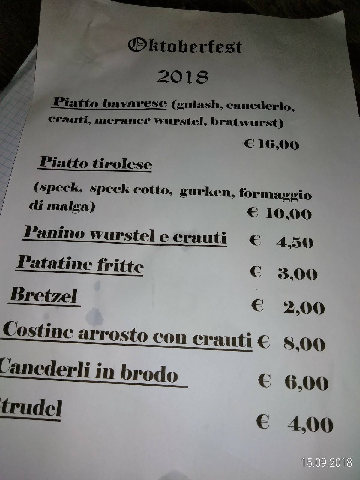 Menu da Lago Dell'Olmo ristorante, Tornaco