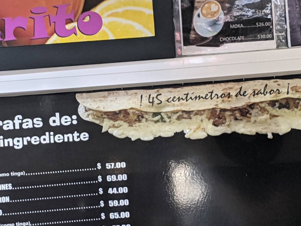 Carta del restaurante Las Jirafas y la Mula, Ciudad del México