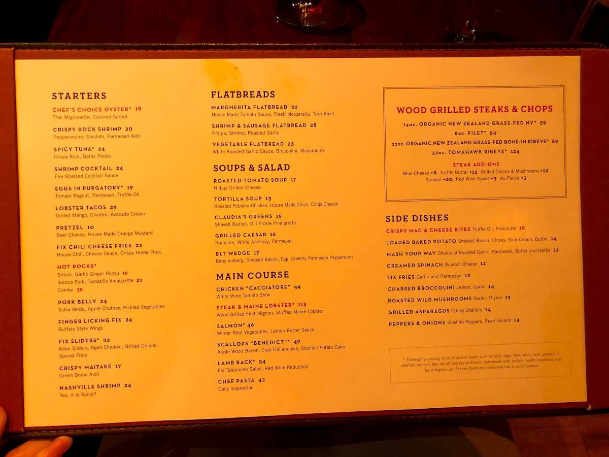 Menu at FIX Restaurant and Bar, Las Vegas, S Las Vegas Blvd