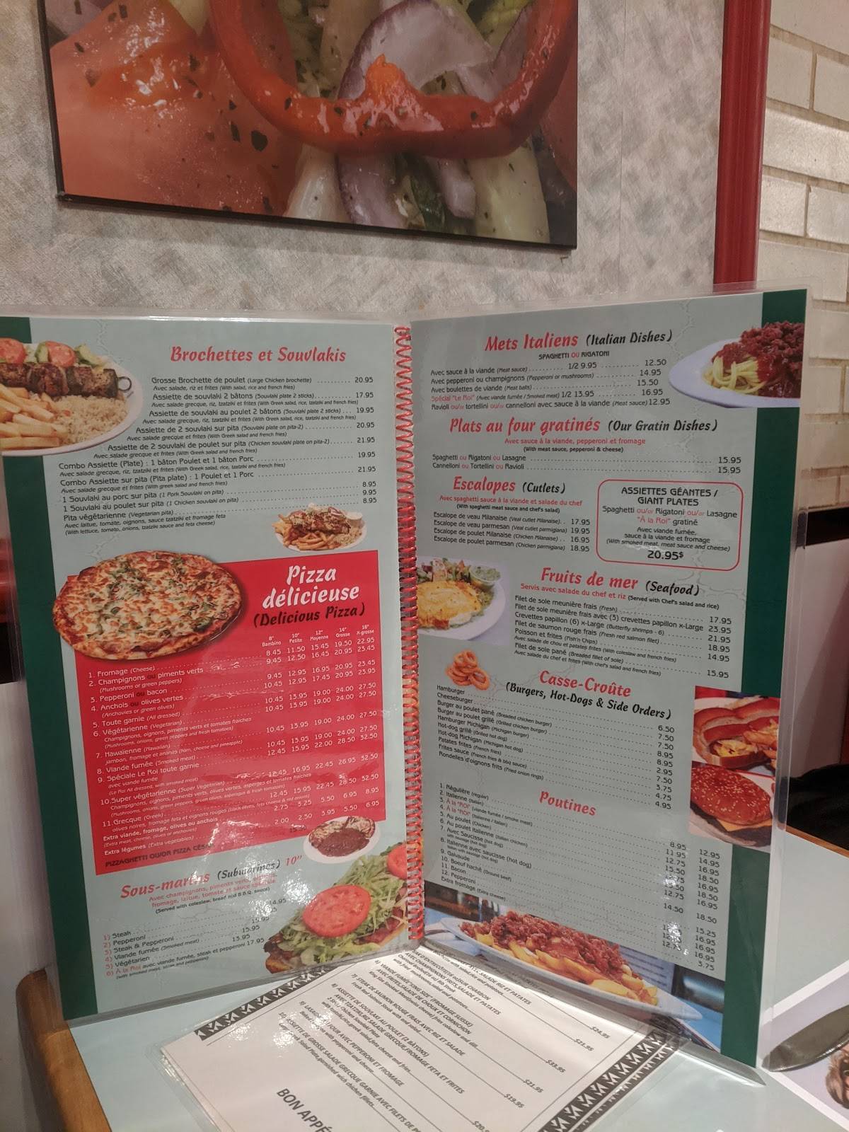 Menu at Le Roi du Smoked Meat restaurant, Montréal