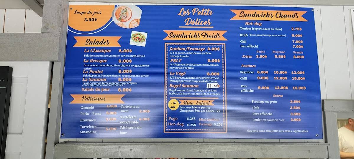 Menu at Les Petits Délices pub & bar, Saint-Joseph-de-la-Rive