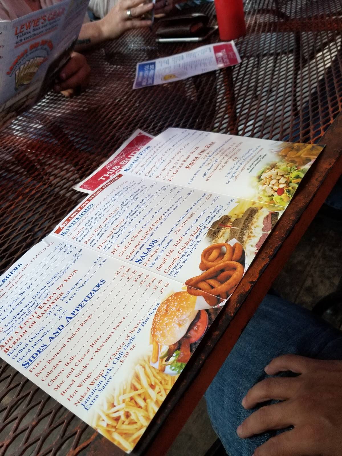 Menu at Lewie's Burgers & Brews restaurant, Lead