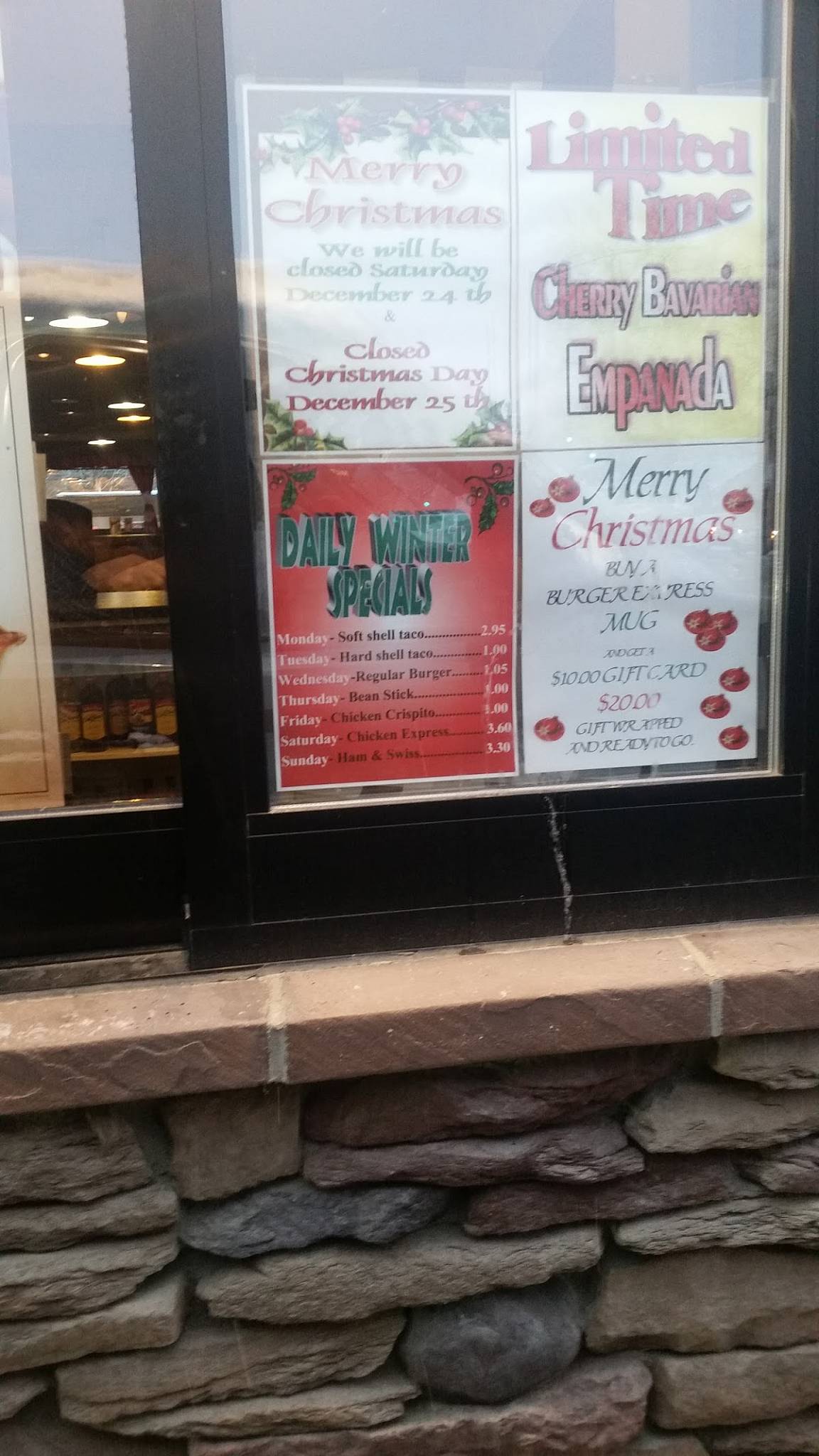 Menu at Burger Express restaurant, Libby