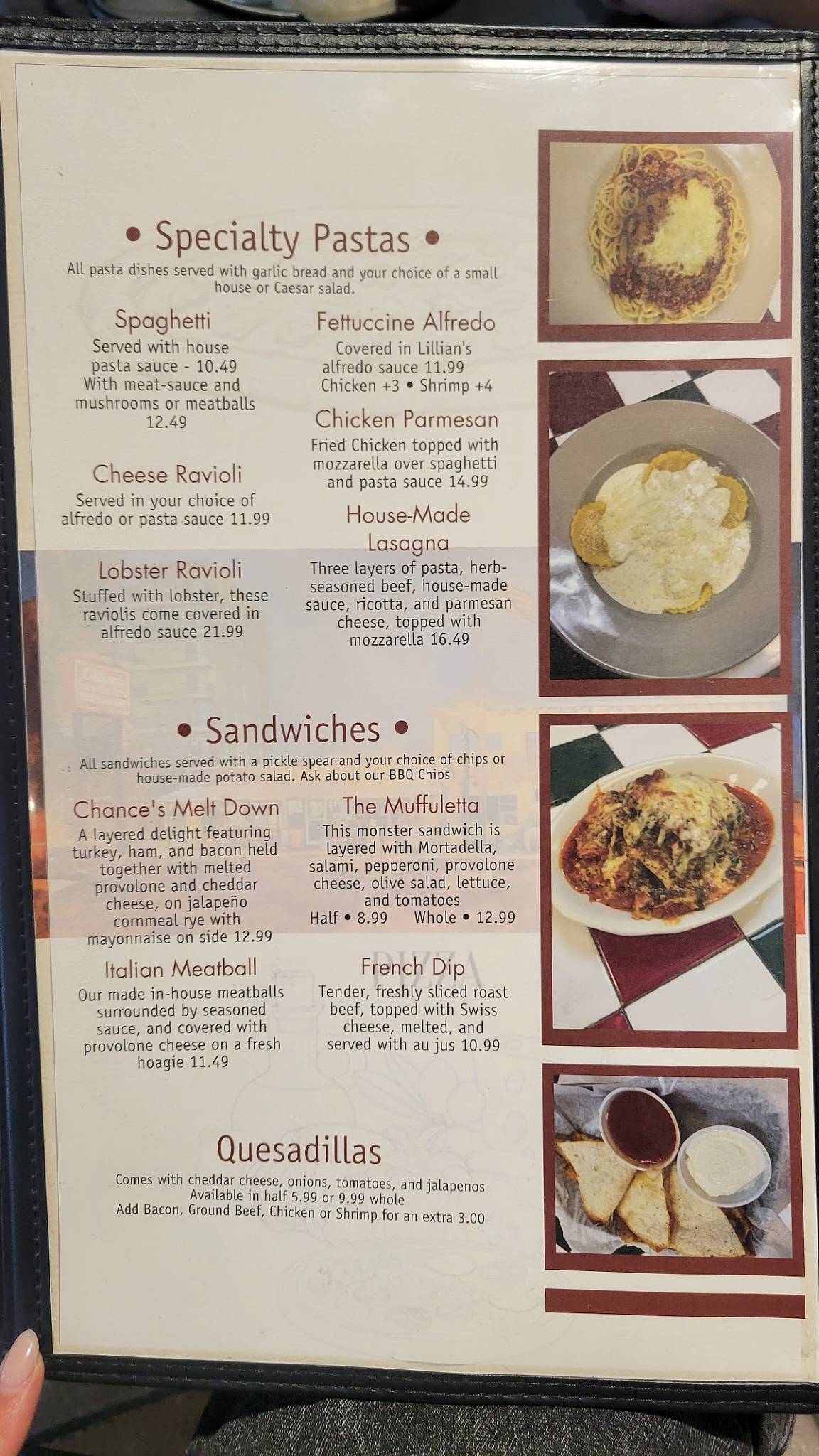 Menu at Lillian’s Pan Pizza pizzeria, Perdido Key