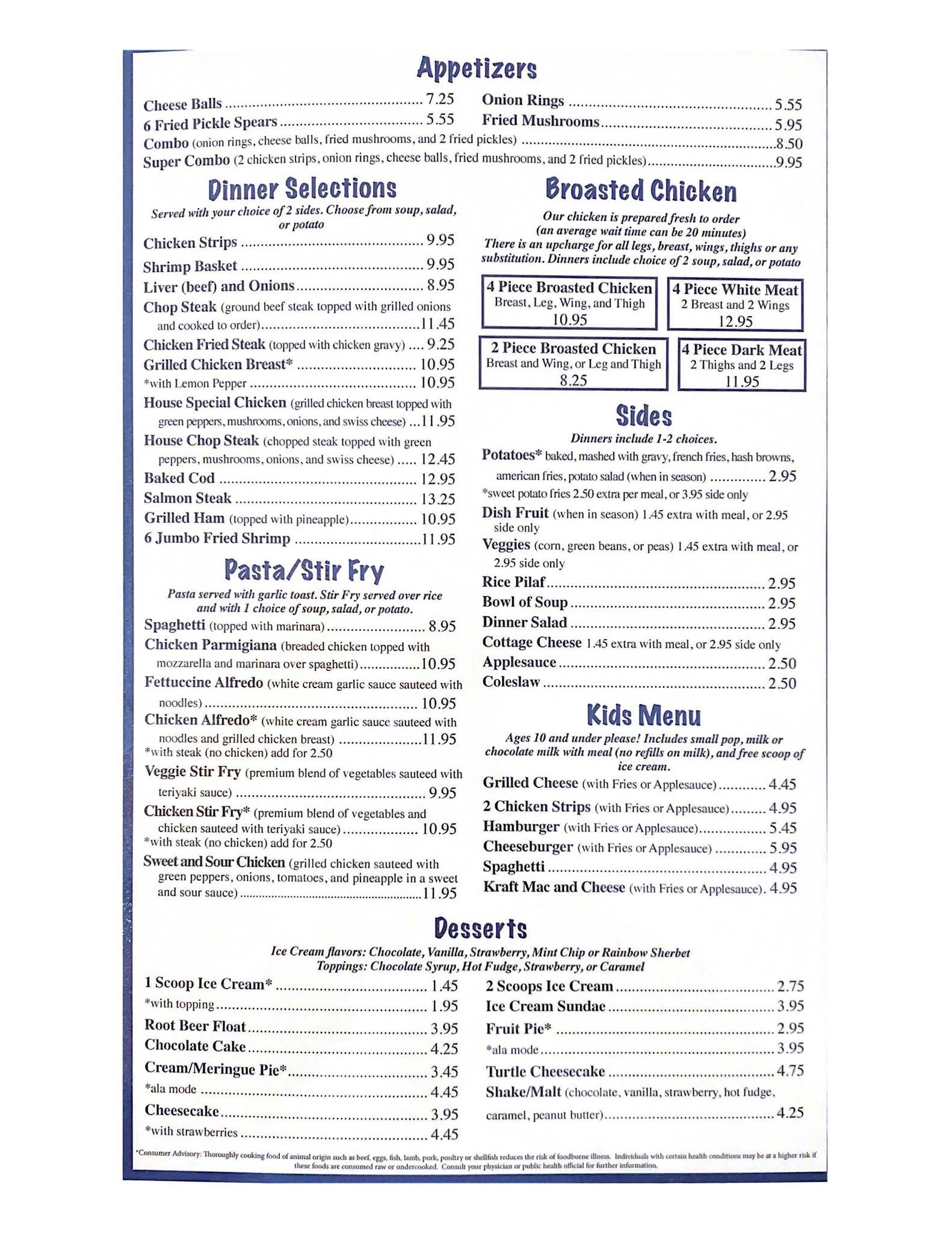 Menu at Lincoln Cafe, Belle Plaine